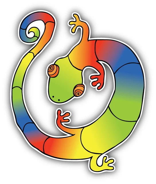 DOPASTICKER Colorful Gecko Sticker Decal Phone Decal Water Bottle ...