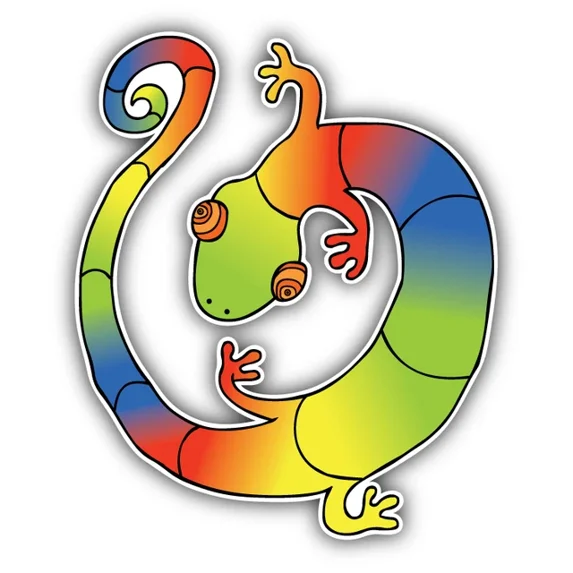 DOPASTICKER Colorful Gecko Sticker Decal Phone Decal Water Bottle ...