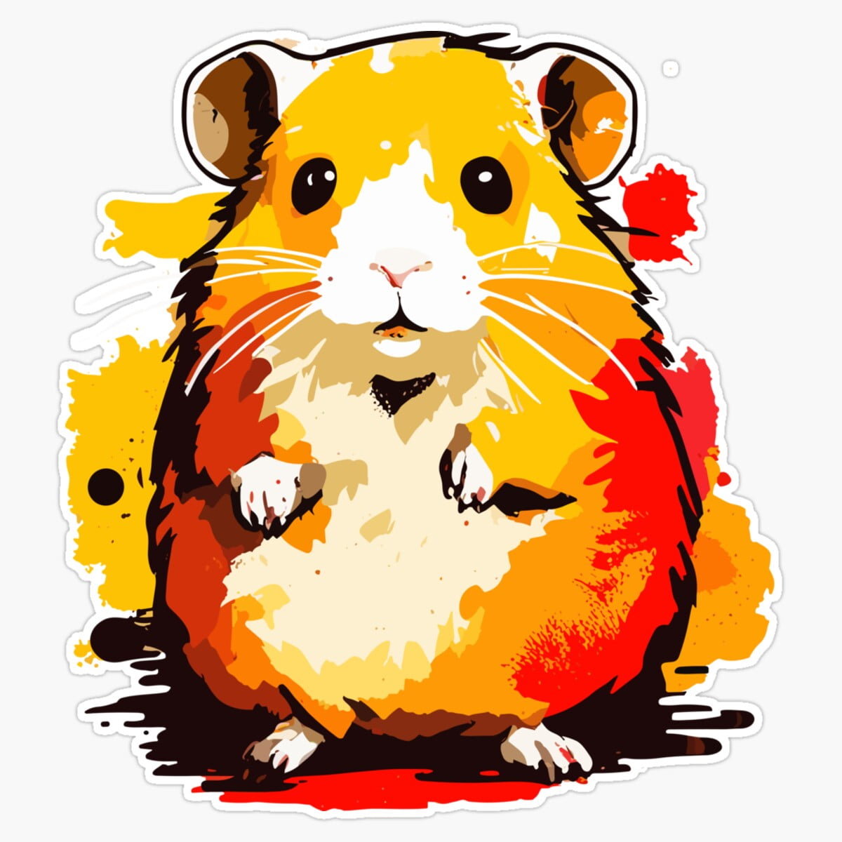 DOPASTICKER Colorful Hamster Painting With Paint Splashes Sticker ...