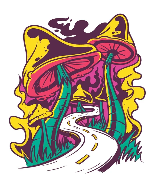 DOPASTICKER Colorful Mushroom Sticker Cool Awesome Road Travel Trip ...