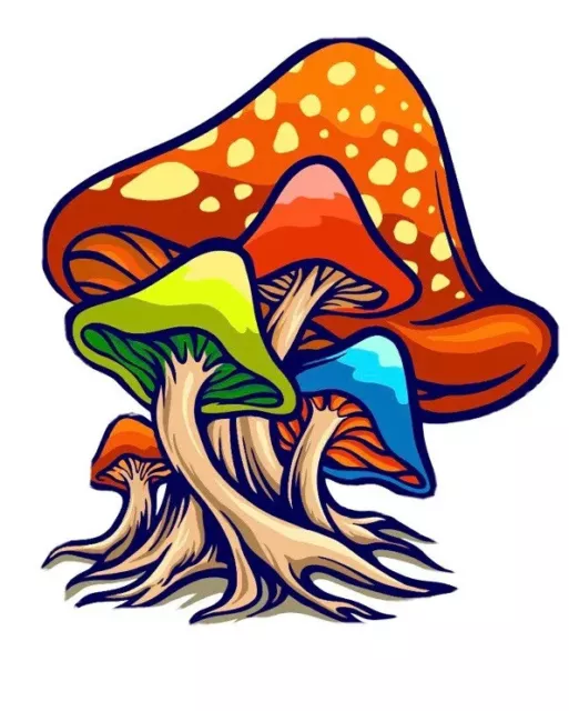 DOPASTICKER Colorful Mushroom Sticker Fungi Shrooms Caps Trippy Spores ...