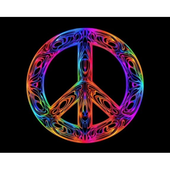 DOPASTICKER Colorful Peace Sign Sticker Black Background Neon ...