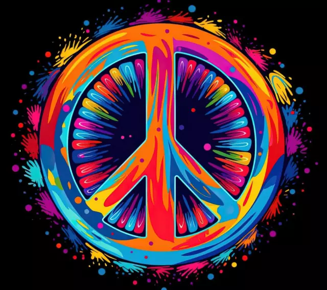 DOPASTICKER Colorful Peace Sign Sticker Paint Cartoon Cool Psychedelic ...