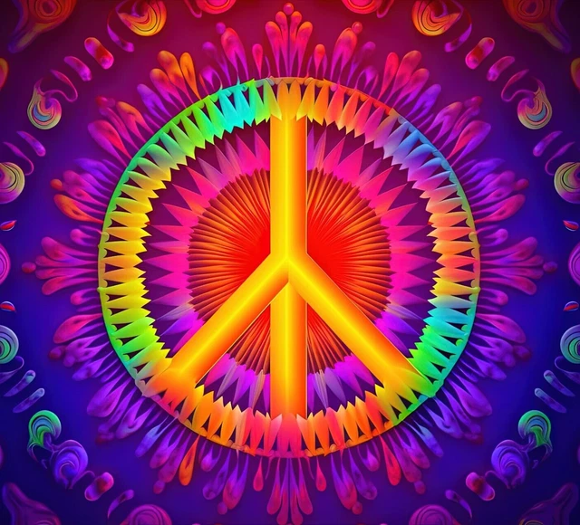 DOPASTICKER Colorful Peace Sign Sticker Paint Glow Cool Psychedelic ...