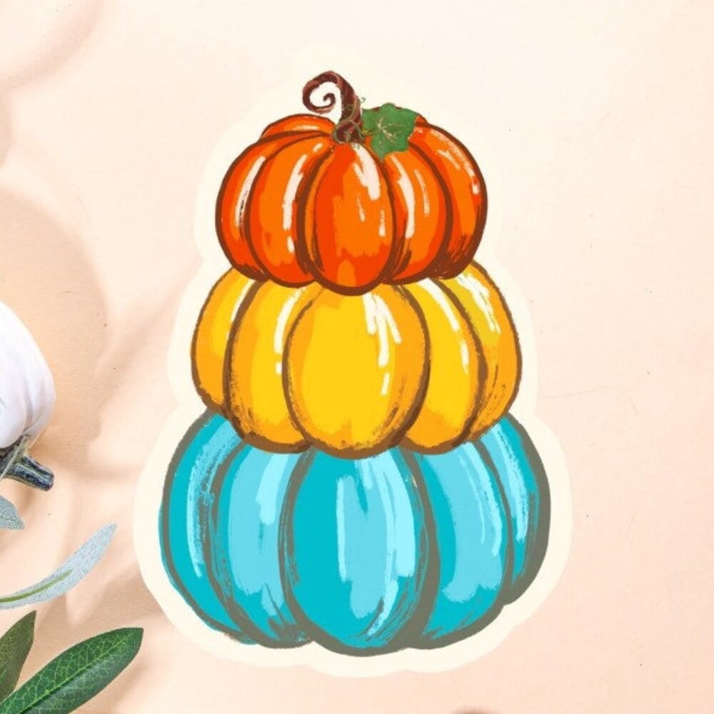 DOPASTICKER Colorful Pumpkins Sticker, Autumn Label, Clear Laptop ...