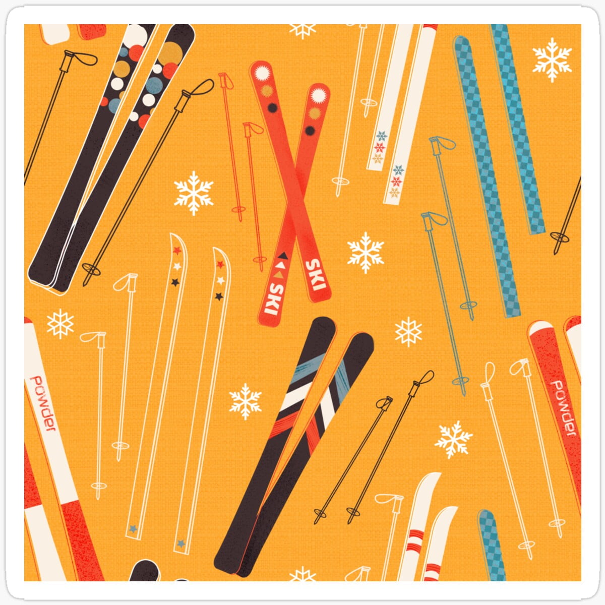 DOPASTICKER Colorful Retro Ski Pattern Sticker Birthday Gifts ...