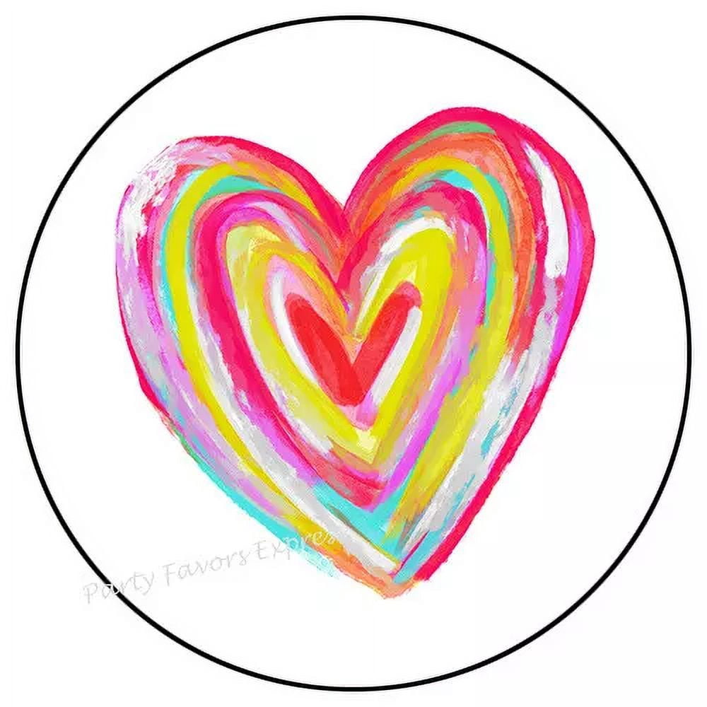 DOPASTICKER Colorful Watercolor Heart Stickers Favor Phone Sticker ...