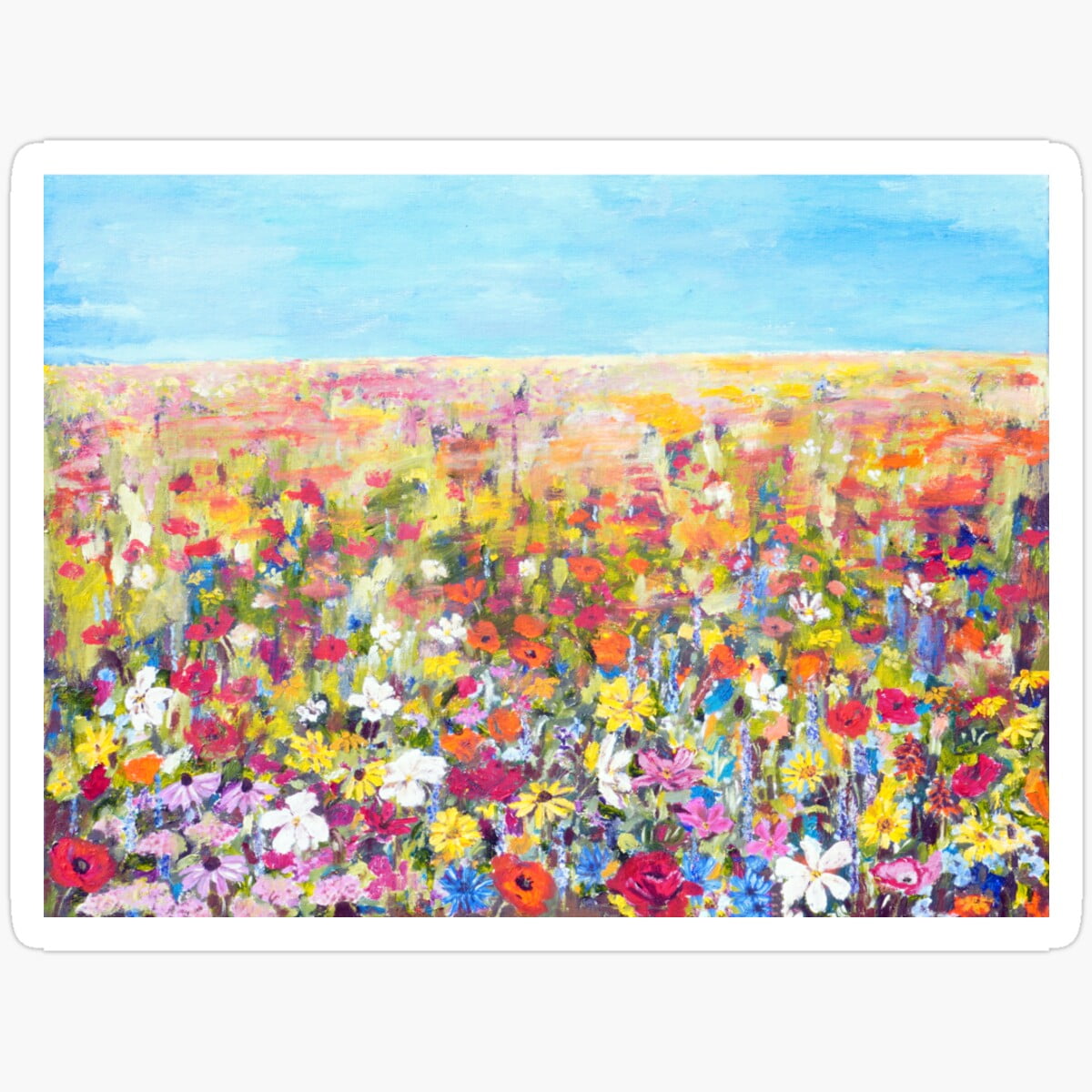 DOPASTICKER Colorful Wildflower Field Oil Painting Sticker Birthday ...