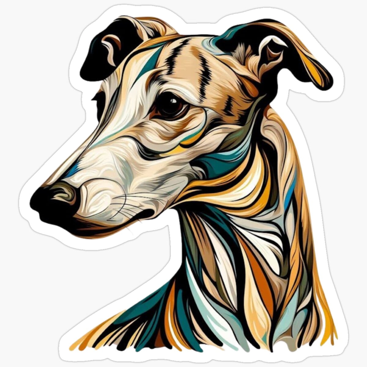 DOPASTICKER Colourful Brindle Greyhound Sticker, Waterproof Decal For ...