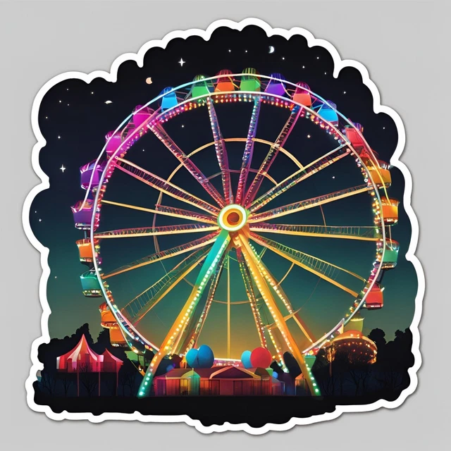 DOPASTICKER Colourful Ferris Wheel Sticker Phone Decal Water Bottle ...