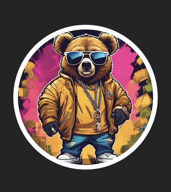 DOPASTICKER Colourful Gangsta Bear Sticker Phone Decal Water Bottle ...