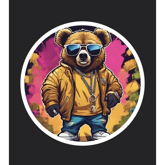 DOPASTICKER Colourful Gangsta Bear Sticker Phone Decal Water Bottle ...