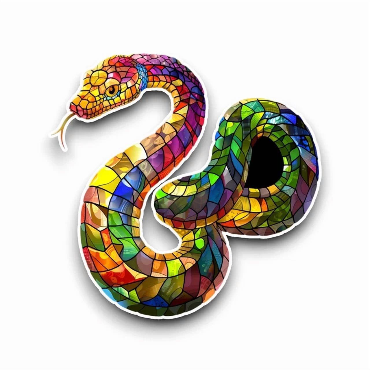 DOPASTICKER Colourful Snake Animal Stained Glass Style Design Opaque ...