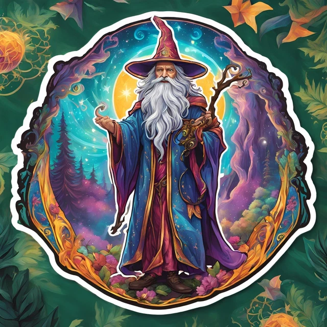 DOPASTICKER Colourful Wizard Sticker Phone Decal Water Bottle Stickers ...