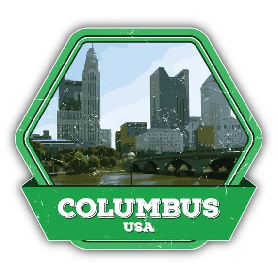 DOPASTICKER Columbus City Usa Grunge Vintage Travel Label Sticker Decal ...