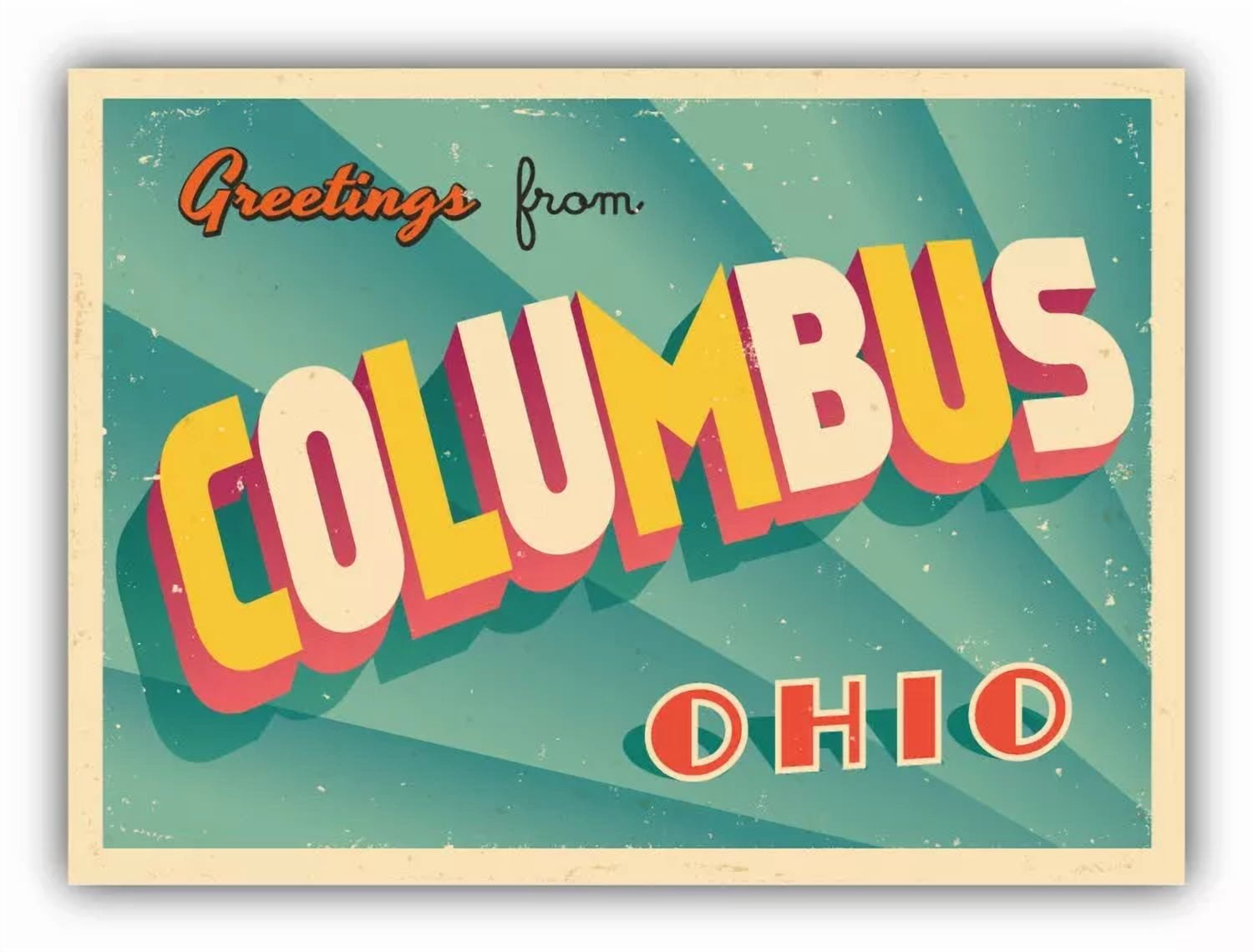 DOPASTICKER Columbus City Usa Vintage Greeting Label Car Bumper Sticker ...