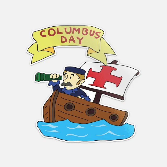 DOPASTICKER Columbus Day Cartoon Sailor Sticker Decal Phone Decal Water ...