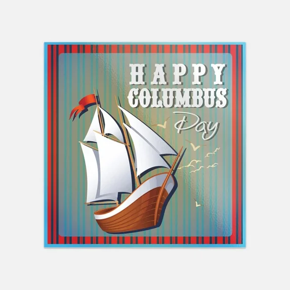 DOPASTICKER Columbus Day Retro Card Ship Sticker Decal Phone Decal ...