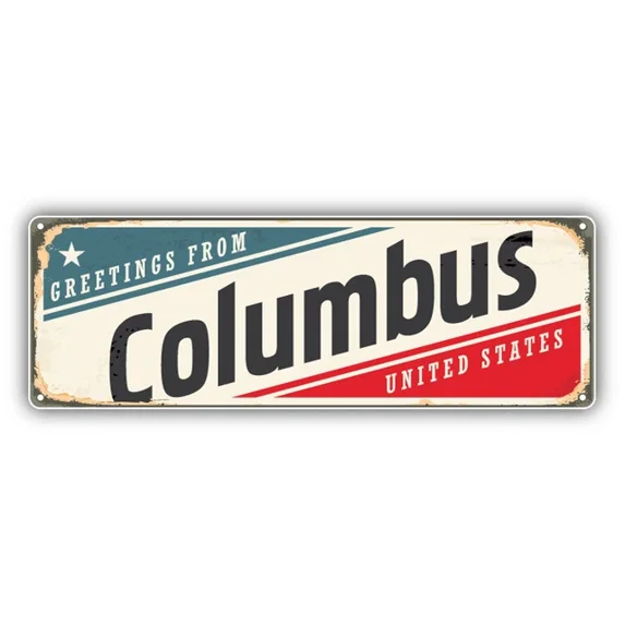 DOPASTICKER Columbus Retro Travel Tin Sign Sticker Decal Phone Decal ...