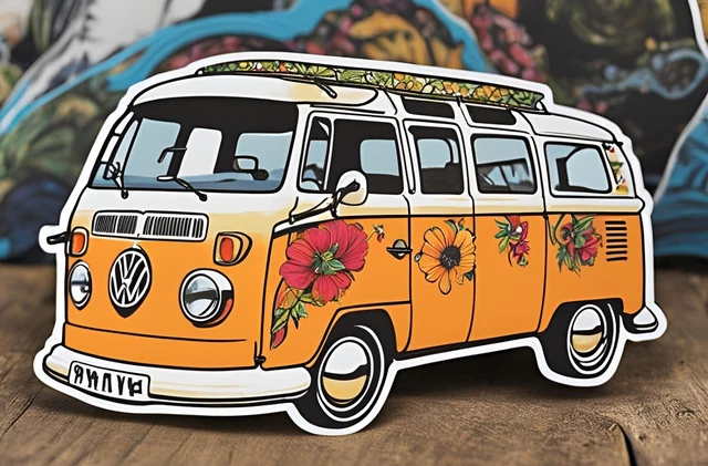 DOPASTICKER Combi Van Sticker Phone Decal Water Bottle Stickers, Cars ...