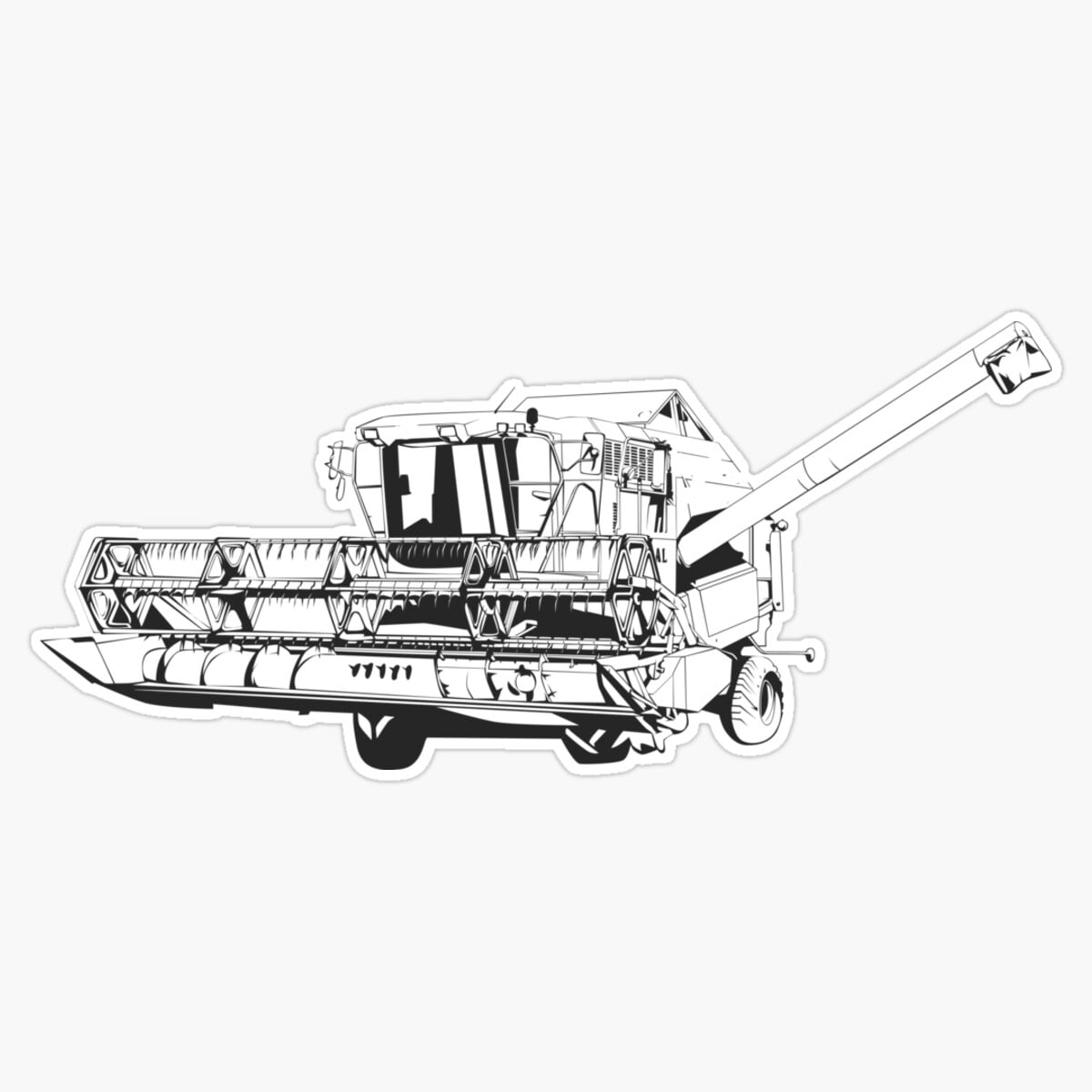 DOPASTICKER Combine Harvester Line Art Sticker, Phone Sticker Car ...