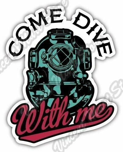 DOPASTICKER Come Dive With Me Diver Iron Diving Car Sticker Decal Phone ...