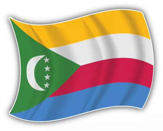 DOPASTICKER Comoros Waving Flag Sticker Decal Phone Decal Water Bottle ...