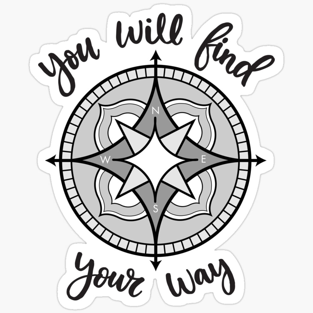 DOPASTICKER Compass - You Will Find Your Way Sticker, Decorate Laptops ...