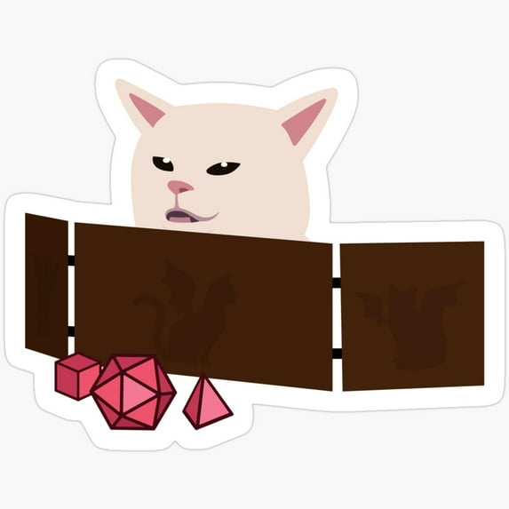DOPASTICKER Confused Cat At Dnd Table Sticker. Gift You - Decorate ...