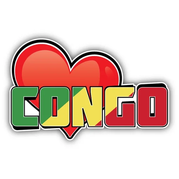 DOPASTICKER Congo Art Heart Flag Travel Sticker Decal Phone Decal Water ...