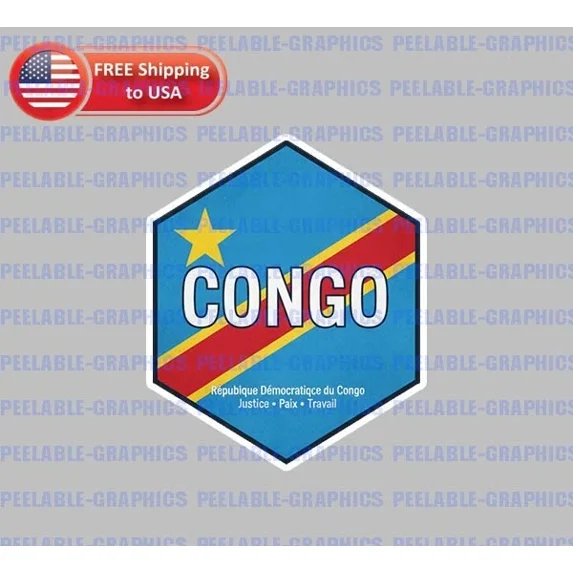DOPASTICKER Congo Country Souvenir Sticker Travel Luggage Sticker Phone ...