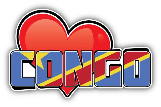 DOPASTICKER Congo Democratic Republic Art Heart Flag Travel Sticker ...