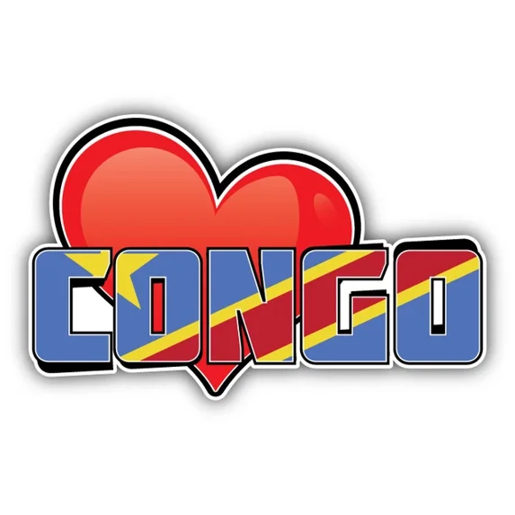 DOPASTICKER Congo Democratic Republic Art Heart Flag Travel Sticker ...