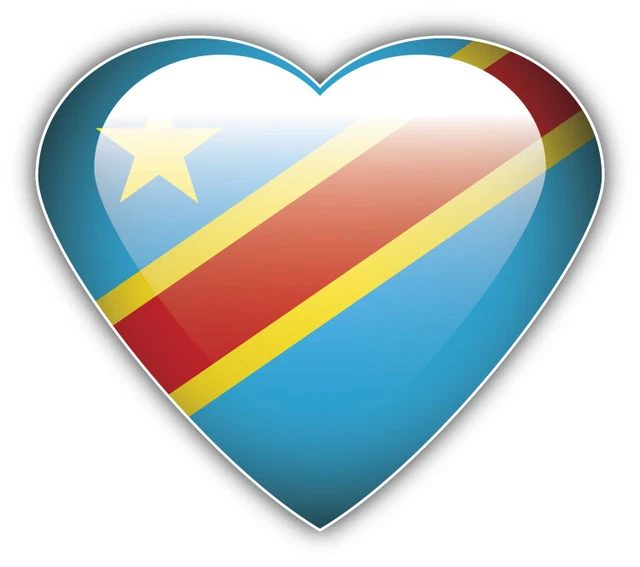 DOPASTICKER Congo Democratic Republic Glossy Heart Flag Sticker Decal ...