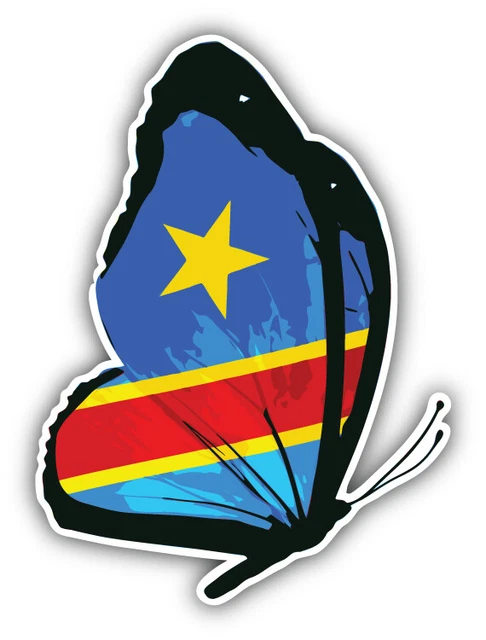 DOPASTICKER Congo Flag Butterfly Sticker Decal Phone Decal Water Bottle ...
