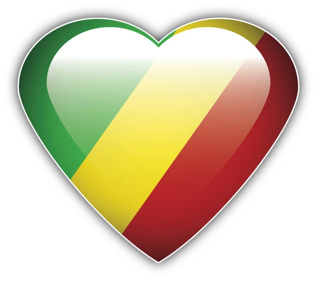 DOPASTICKER Congo Republic Glossy Heart Flag Sticker Decal Phone Decal ...