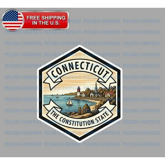 DOPASTICKER Connecticut State Sticker Souvenir Travel Sticker Phone ...