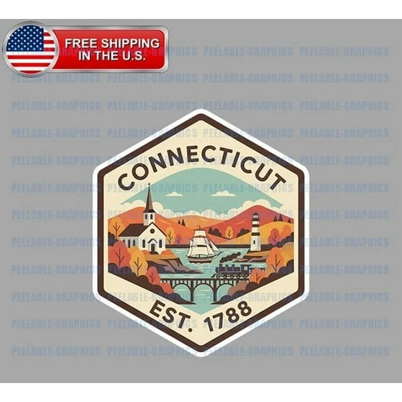 DOPASTICKER Connecticut State Sticker Souvenir Travel Sticker Phone ...