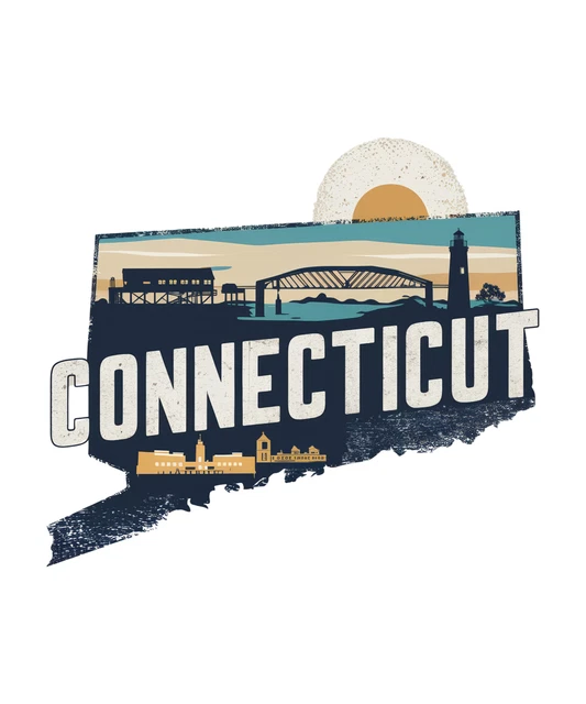 DOPASTICKER Connecticut State Sticker Usa Farmland Home Country History ...