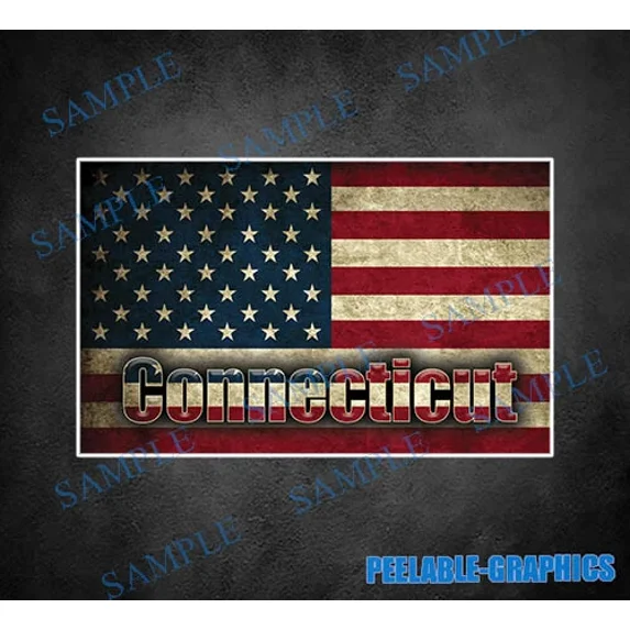 DOPASTICKER Connecticut Usa State Flag Seal Sticker American Distressed ...
