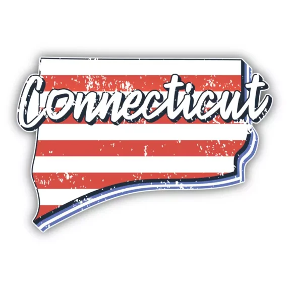 DOPASTICKER Connecticut Usa State Map Flag Sticker Decal Phone Decal ...