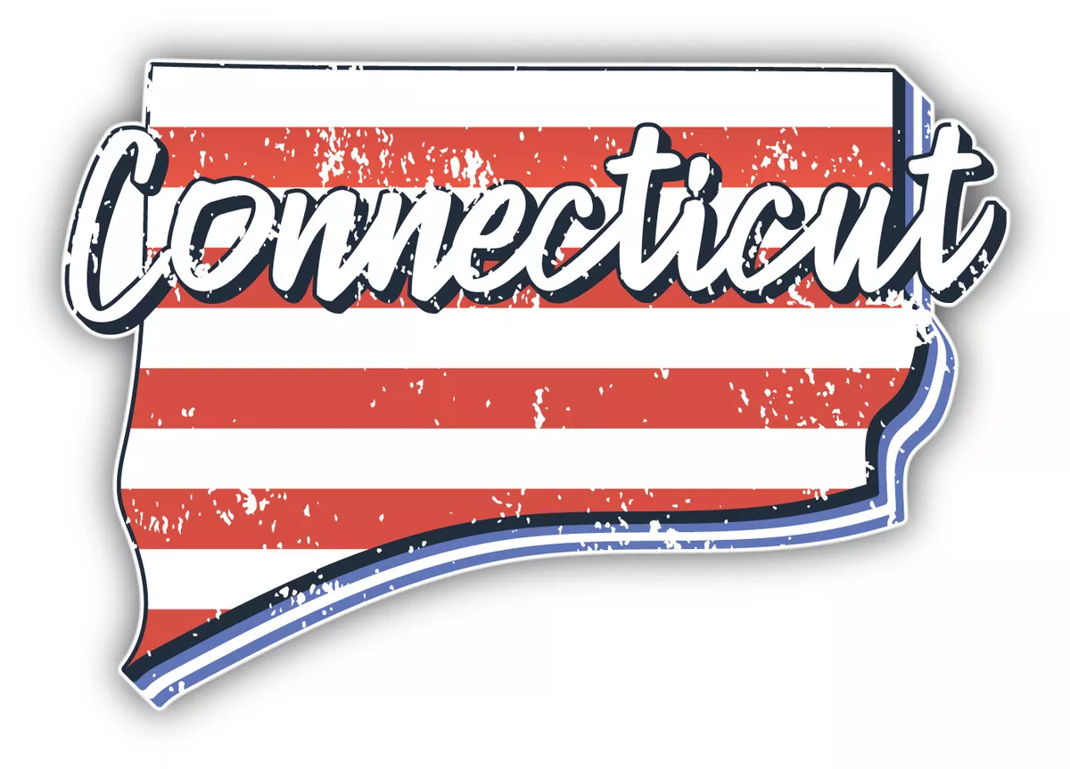 DOPASTICKER Connecticut Usa State Map Flag Sticker Waterproof Sticker ...