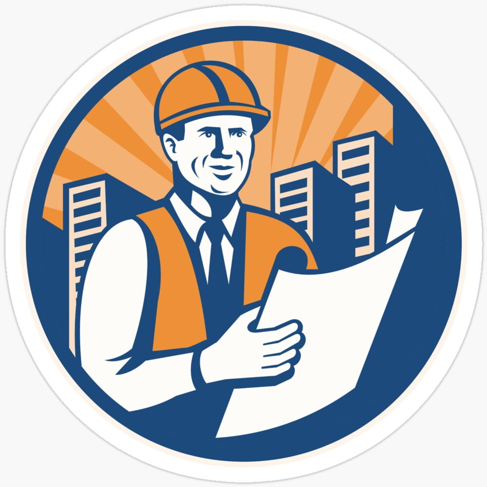 DOPASTICKER Construction Engineer Architect Foreman Retro Sticker Phone ...