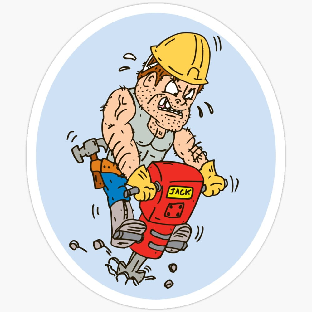DOPASTICKER Construction Worker Jackhammer Drilling Sticker Phone Decal ...
