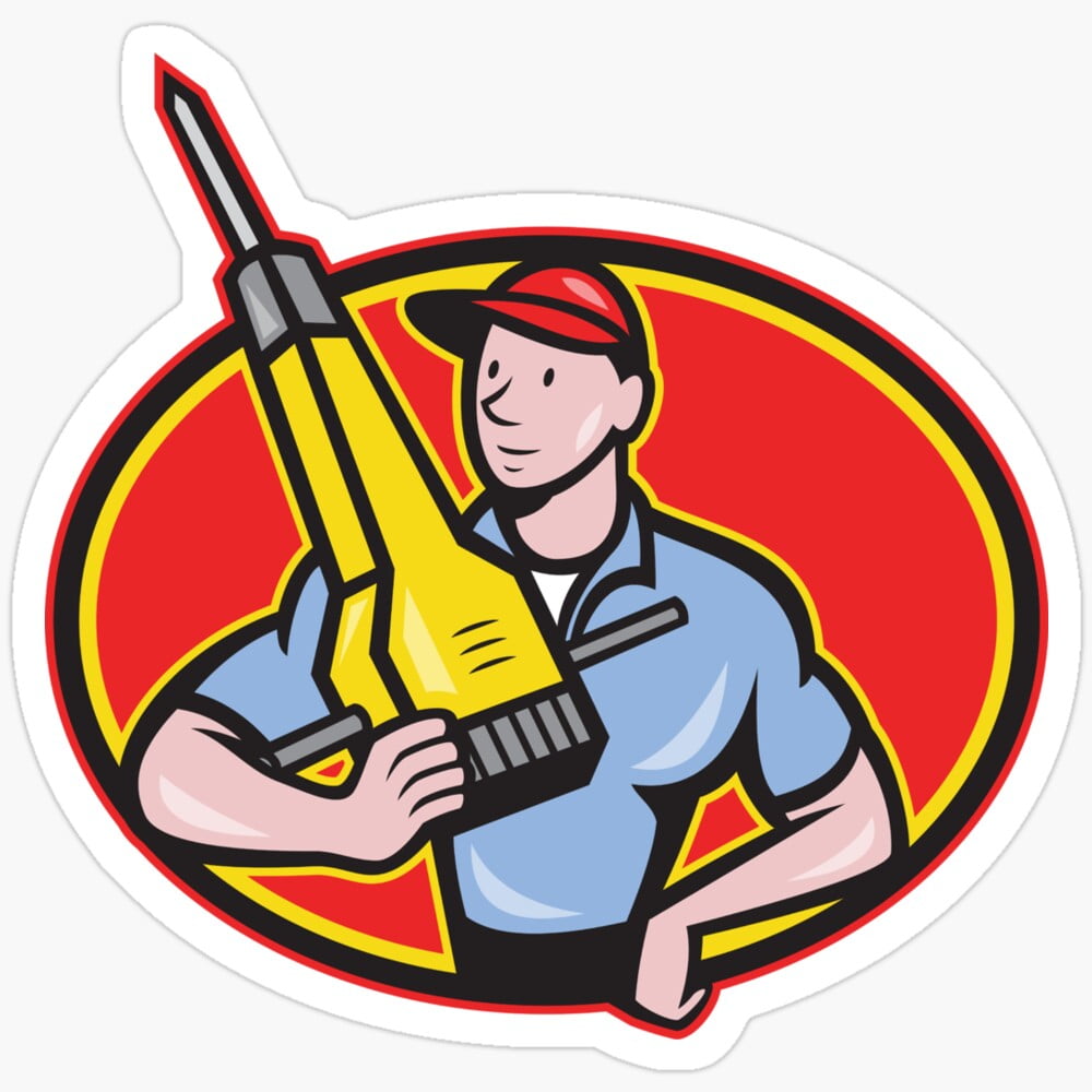 DOPASTICKER Construction Worker Jackhammer Pneumatic Drill Sticker ...