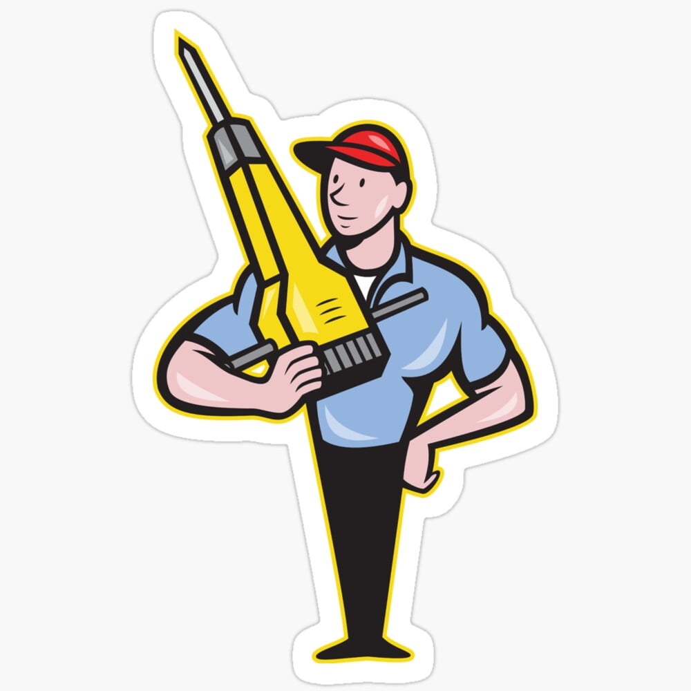 DOPASTICKER Construction Worker Jackhammer Pneumatic Drill Sticker ...
