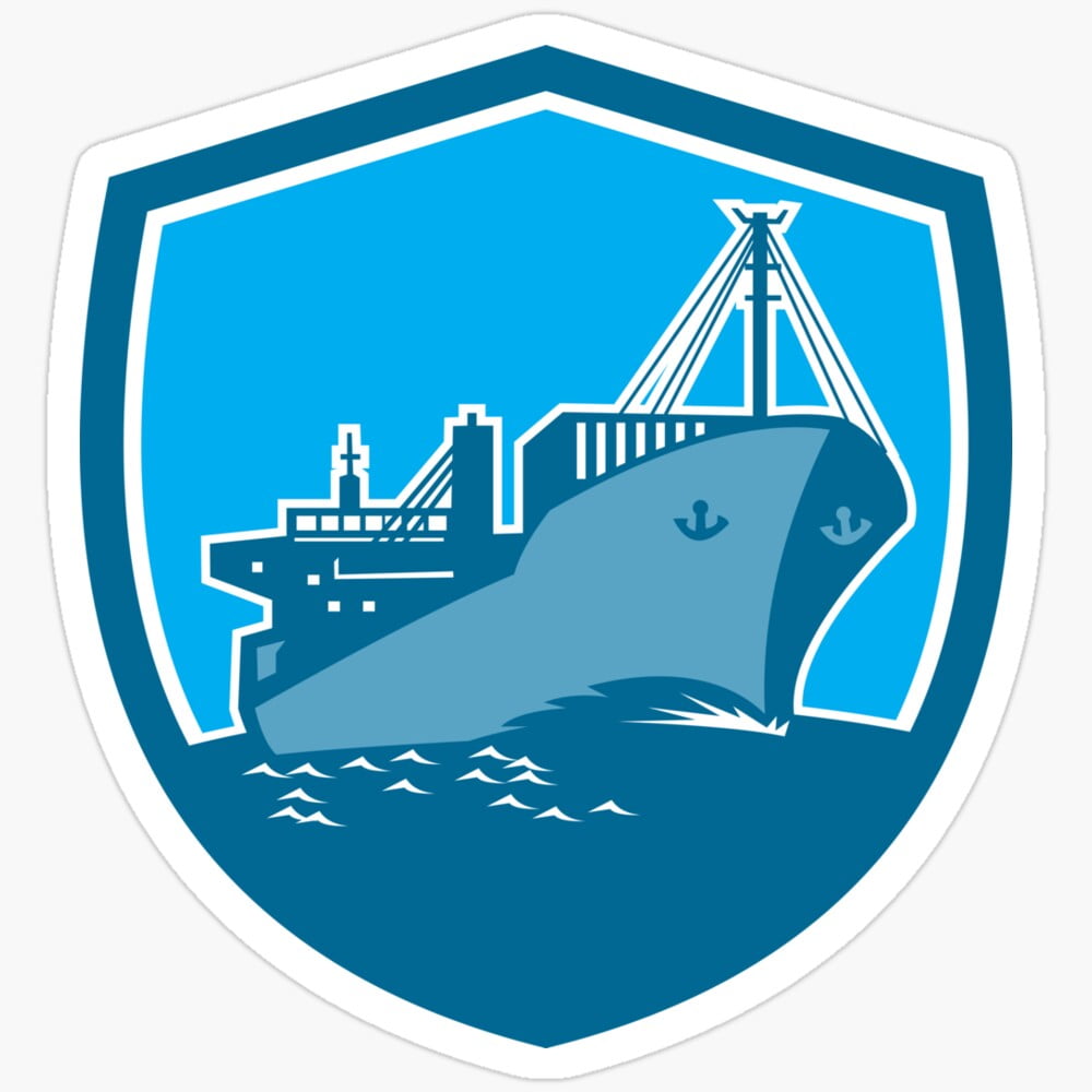 DOPASTICKER Container Ship Cargo Boat Shield Retro Sticker Phone Decal ...