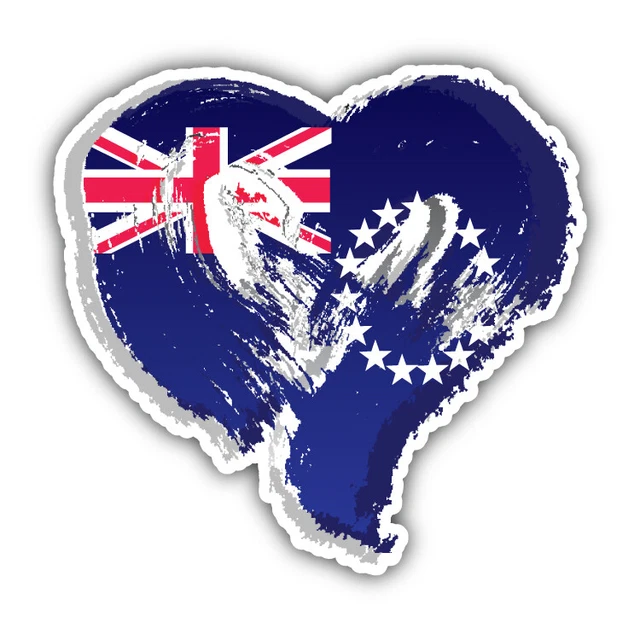 DOPASTICKER Cook Islands Heart Flag Sticker Decal Phone Decal Water ...