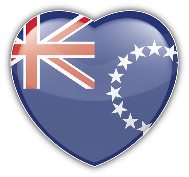 DOPASTICKER Cook Islands Heart Flag Sticker Decal Phone Decal Water ...