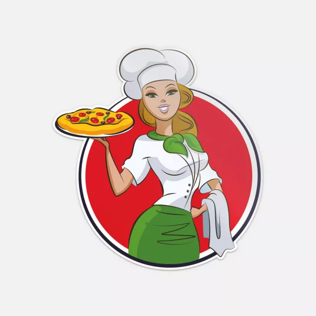 DOPASTICKER Cook Pizza Waitress Sticker Phone Decal Water Bottle ...